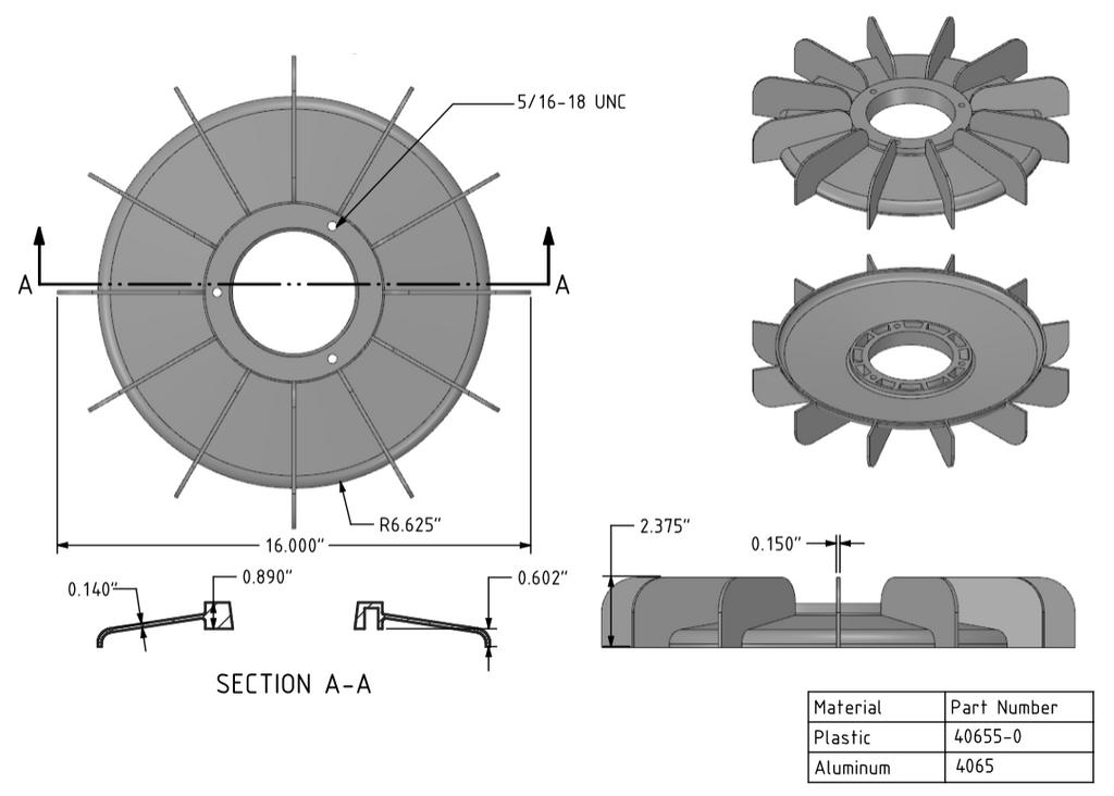 4065, Aluminum Eze-Fan – 16", 406.4 mm – Curved Back | E-Motor Nations