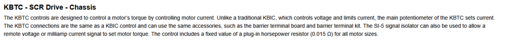 9100, (KBTC-125) SCR DC Drive 3/4Hp 8A 115VAC Input 90VDC Output IP20 ...