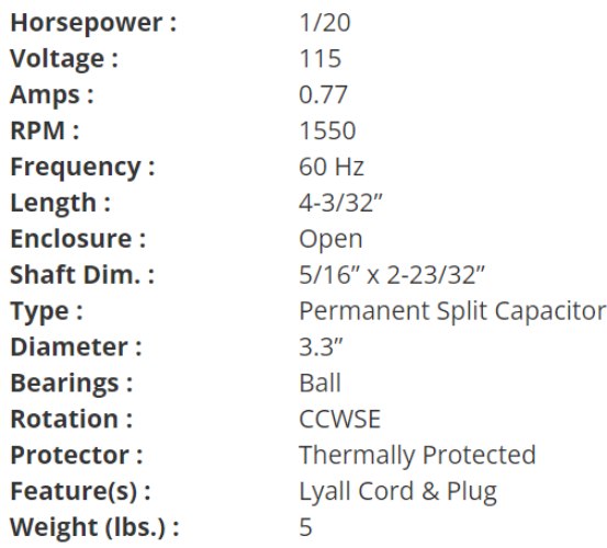 SS370, Omnidrive, 1/20Hp, 1550 Rpm, 115 Volts, Enclosure:Open, | E ...