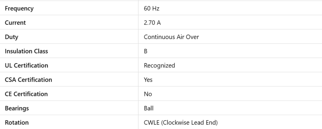 X63821, Xactone, 63821-0, PennBarry, 1/4Hp, 1550 Rpm, 115V, Frame: 42 ...