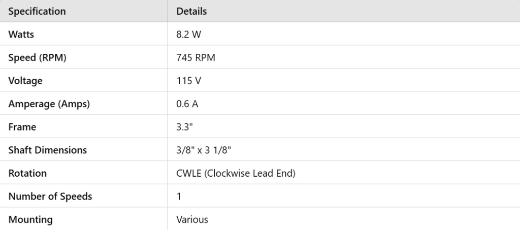 X99080482, Xactone, 1/70Hp, 745 Rpm, 115 V, Frame: 3.3, OAO, 99080482 ...